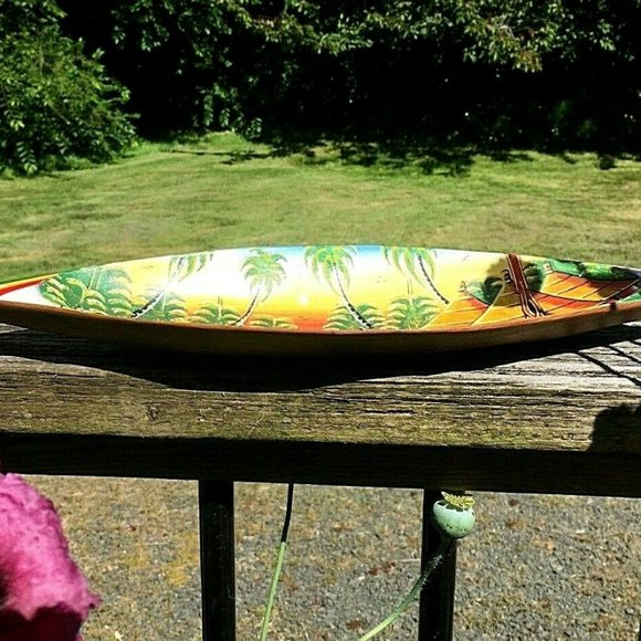 Art | Senegal Wooden Pirogue Model Hand Carved Hand Painted W Village ...